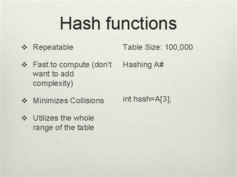 Hashing Exercises Hash Function V A Good Hash