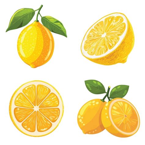 Premium Vector A Picture Of Lemons And Oranges With Green Leaves