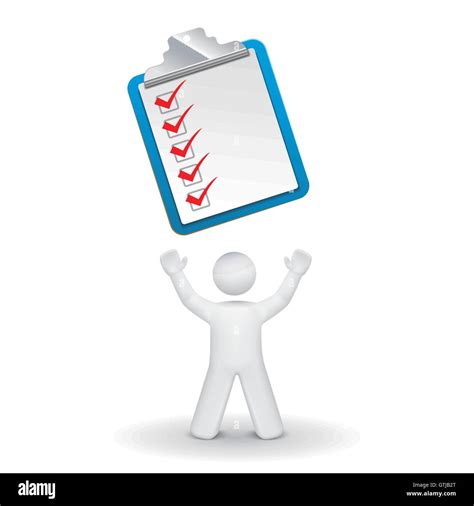 3d Person Looking Up At A Clipping Note Pad And Check List Isolated