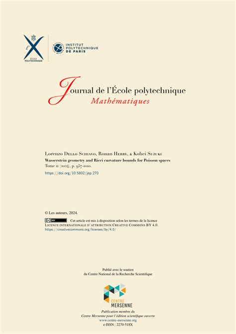 Pdf Wasserstein Geometry And Ricci Curvature Bounds For Poisson Spaces