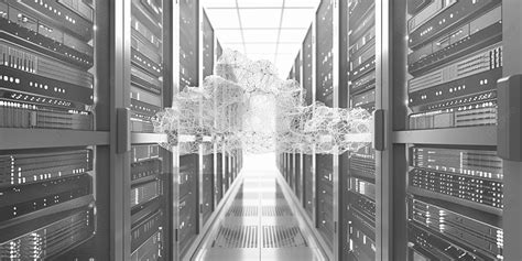 A Cloud Storage Symbol Amidst Servers In Server Room Illustrating The Connection Between