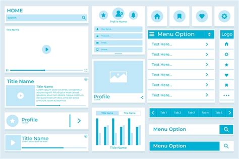 평면 디자인 컬러 Ui 키트 컬렉션 무료 벡터