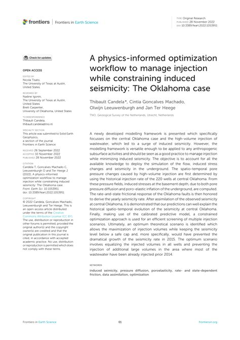Pdf A Physics Informed Optimization Workflow To Manage Injection
