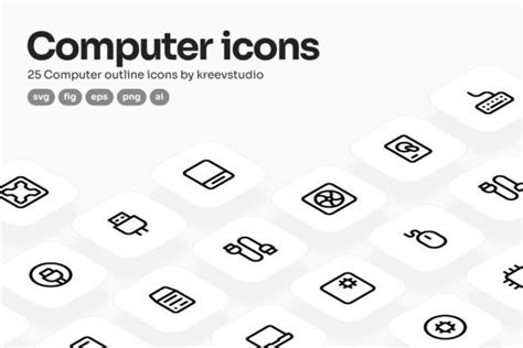 Computer Line Icons Graphic By Kreevstudio Creative Fabrica