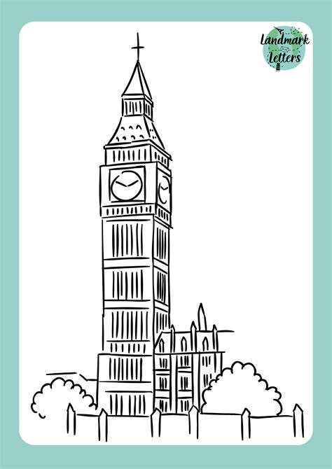 Big Ben Coloring Page Landmark Letters