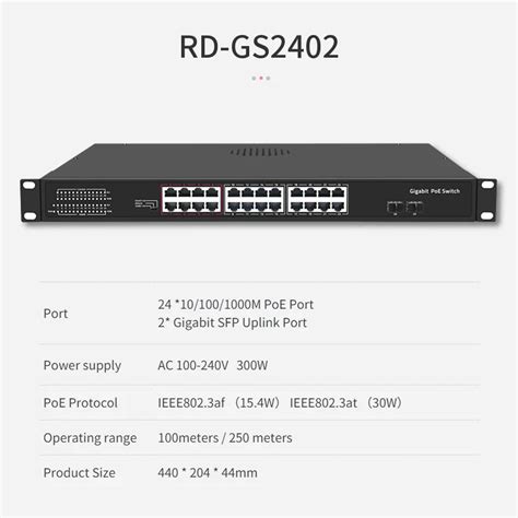 Factory Poe Switch 4 8 16 24 48 Port 10 100m And Gigabit Unmanaged 48v