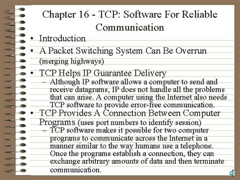 Chapter 16 Tcp Software For Reliable Communication Introduction