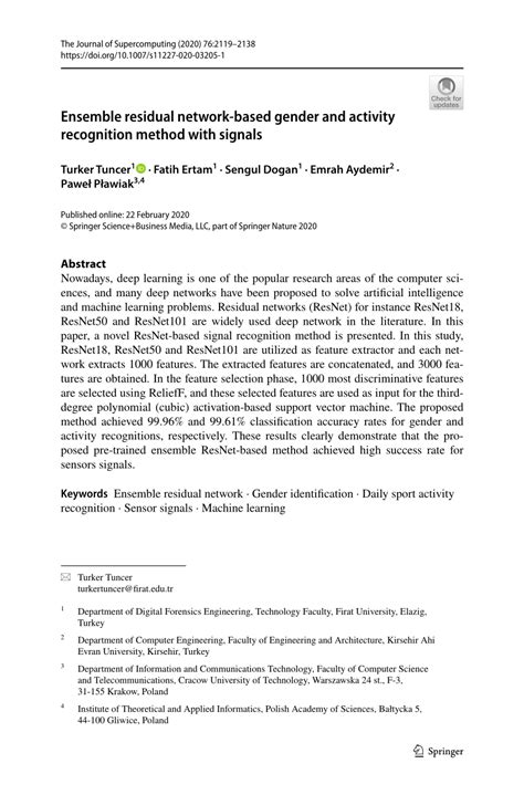 Pdf Ensemble Residual Networks Based Gender And Activity Recognition