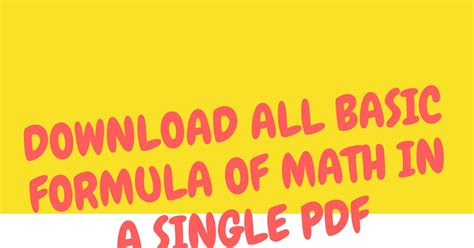 All Math Shortcut Tricks And Formula Download All Basic Formule Of Math In Pdf