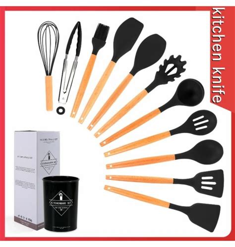 베이킹 주걱 집게 주방용품 눌음 방지 실리콘 주방 용품 세트 조리 기구 나무 손잡이 계란 거품기 키친웨어 부엌 액세서리 티몬