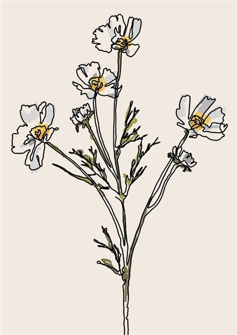 Aesthetic Minimalist Simple Flower Drawing Drawing Word Searches