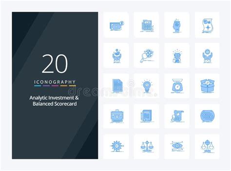 20 Analytic Investment And Balanced Scorecard Blue Color Icon For Presentation Stock Vector