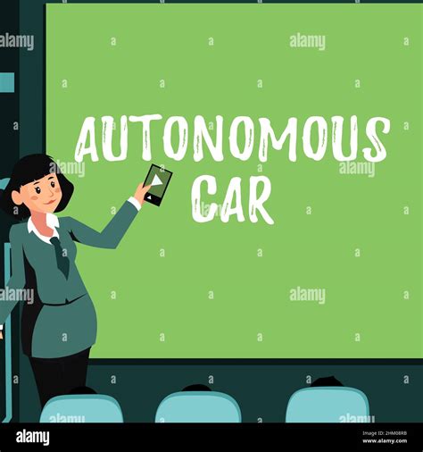 Sign Displaying Autonomous Car Business Overview Vehicle That Can Guide Itself Without Human