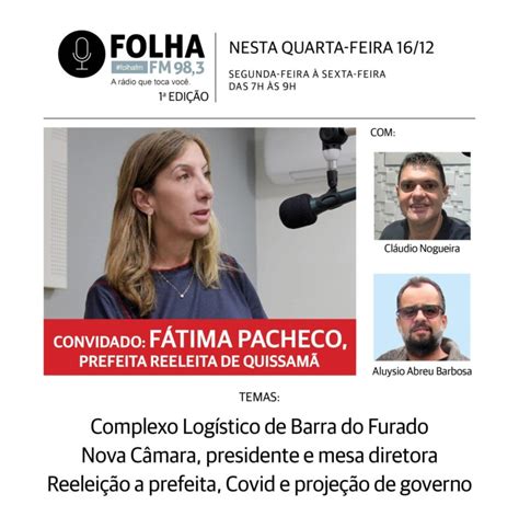 Prefeita reeleita de Quissamã Fátima Pacheco nesta 4ª no Folha no Ar