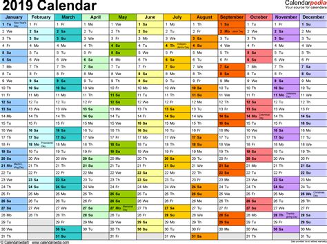 2019 Calendar Free Printable Excel Templates Calendarpedia