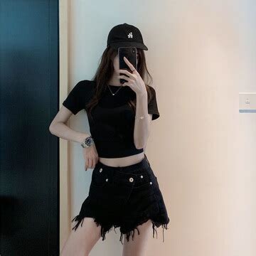 不规则破洞牛仔短裤女大码胖mm夏装新款ins高腰显瘦a字阔腿热裤女 阿里巴巴