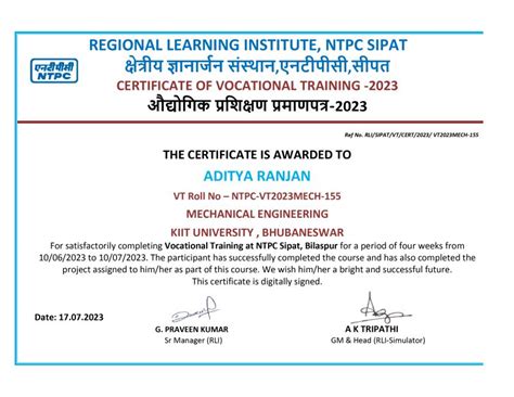 Vocationaltraining Ntpc Summerinternship2023 Internship Ntpcltd Sipat Learningandgrowing