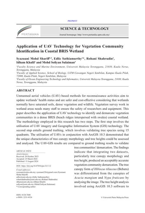 Pdf Application Of Uav Technology For Vegetation Community