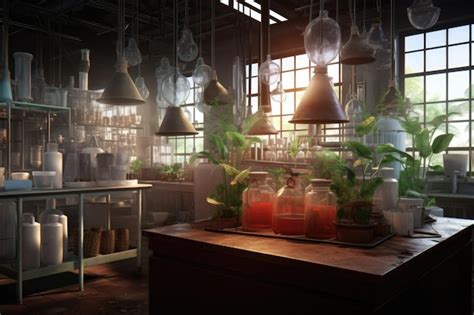 Premium Photo Sterile Lab Environment With Test Tubes And Beakers Created With Generative Ai