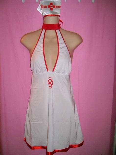 Hustler Lingerie Naughty Nurse 2 Piece Set White And Red One Size