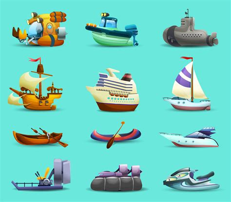 Ships And Boats Icons Set 468173 Vector Art At Vecteezy