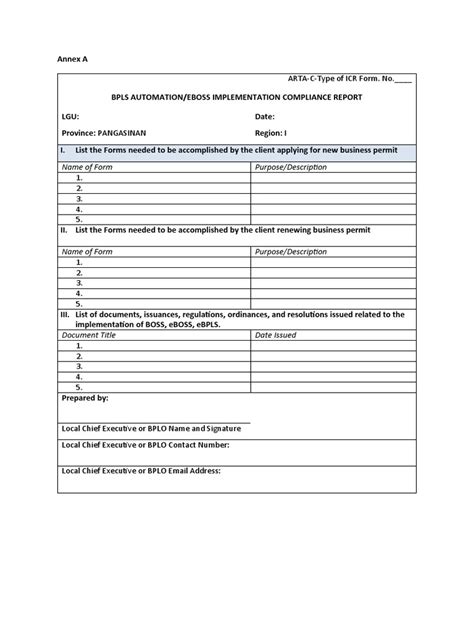 Annex A Template Pdf