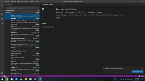 Not Able To Install Any Extension From The Extensions Marketplace