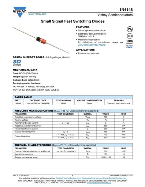 1n4148 Diode Pinout Equivalent Specifications Datasheet 46 Off