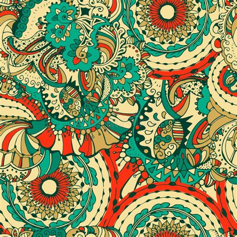 Bohemian Style Seamless Tile Vector Ornament For Textile Fabric Fashion Design Stock Vector