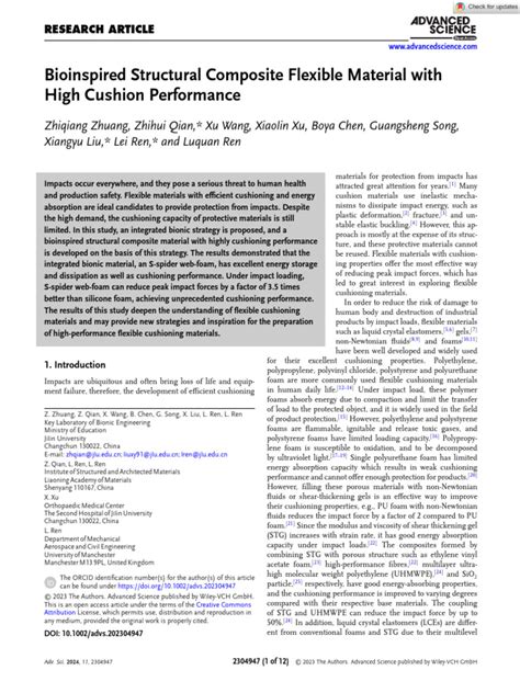 Advanced Science 2023 Zhuang Bioinspired Structural Composite Flexible Material With High