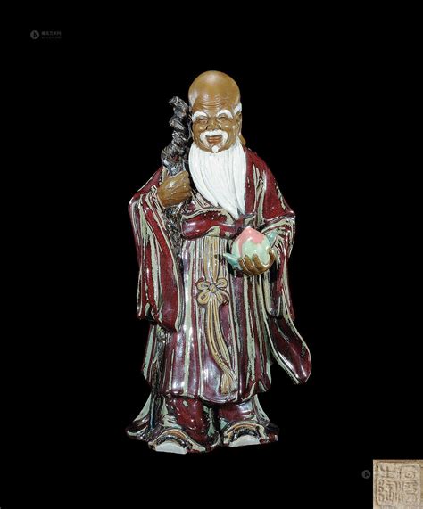 【石湾陶瓷款石榴红寿星立像 （一件）】拍卖品图片价格鉴赏现当代及其它瓷器雅昌艺术品拍卖网