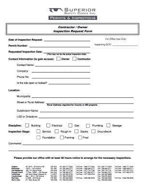 Fillable Online Inspection Request Form Superior Safety Codes Fax Email Print PdfFiller
