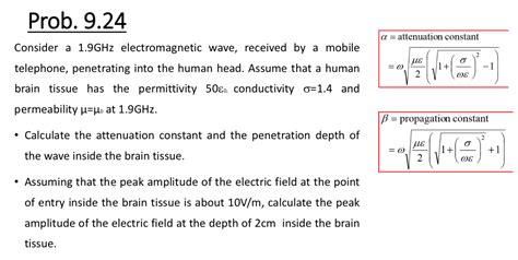 Solved A Attenuation Constant Prob 9 24 Consider A 1 9ghz