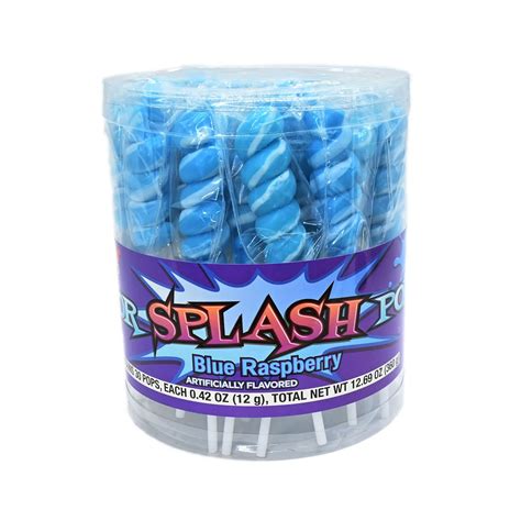 Splash Pops Blue Raspberry Lollipops 30 Count Long Island Candy Factory