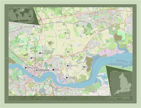 Thurrock England Great Britain Osm Labelled Points Of Citie Stock