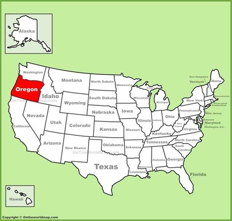 Oregon Location On The U S Map