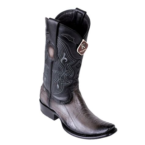 Mens King Exotic Ostrich Leg Boots Dubai Toe Handcrafted Faded Gray