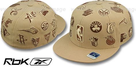 Nba Throwback All Over Tan Fitted Hat By Reebok