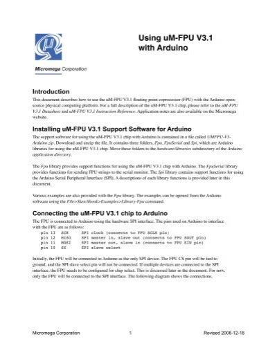 Using Um Fpu V31 With Arduino