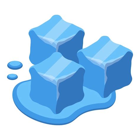 Premium Vector Three Ice Cubes Melting On A Water Puddle