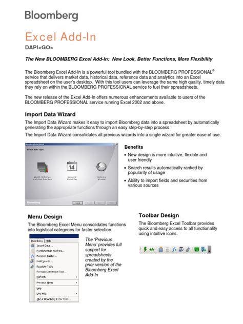 Using Bloomberg In Excel Microsoft Excel Spreadsheet