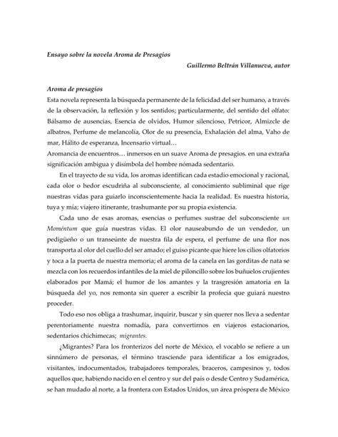 Ensayo Sobre La Novela Aroma De Presagios