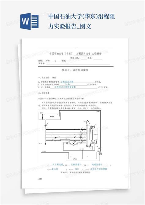 中国石油大学 华东 沿程阻力实验报告 图文Word模板下载 编号qojzaomr 熊猫办公