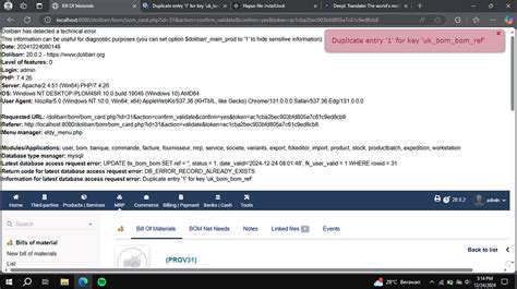 Duplicate Entry 1 For Key Ukbombomref Pm Modules Dolibarr International Forum