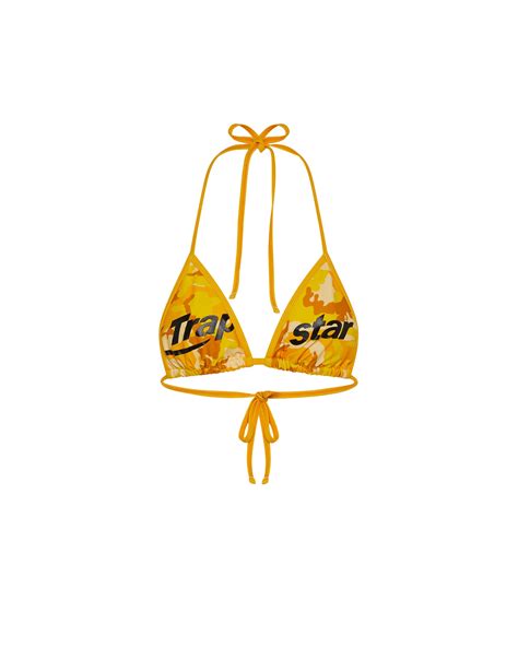 Trapstar Womens Hyperdrive Bikini Top Yellow Camo Trapstar London