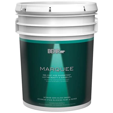 BEHR MARQUEE Gal Ultra Pure White Semi Gloss Enamel One Coat Hide Interior Paint And Primer