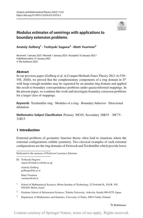 Pdf Modulus Estimates Of Semirings With Applications To Boundary Extension Problems