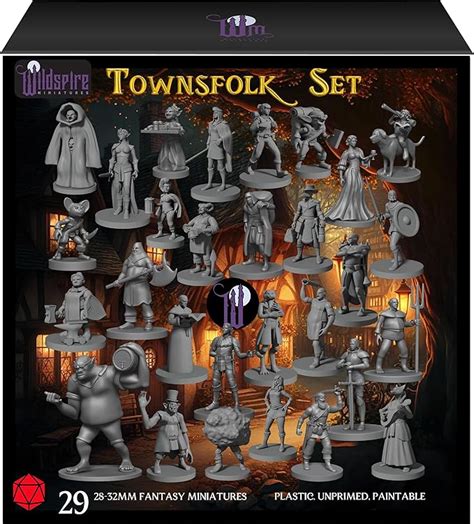 Newcombie Lot de 29 figurines fantastiques héroïques Townsfolk pour