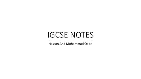 SOLUTION Igcse Notes Studypool