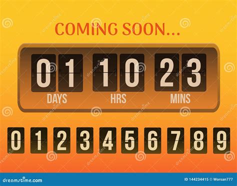 Coming Soon Flip Clock Timer Countdown On Golden Background Website